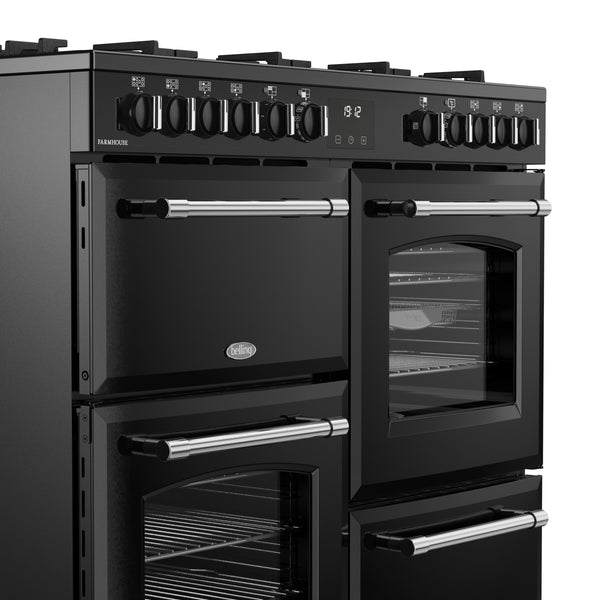 Belling Farmhouse 100DF 100cm Dual Fuel Range Cooker - Black| Moores ...